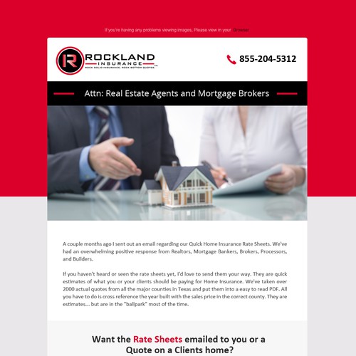 Insurance Marketing flyer for Realtors and Mortgage Brokers | Email contest