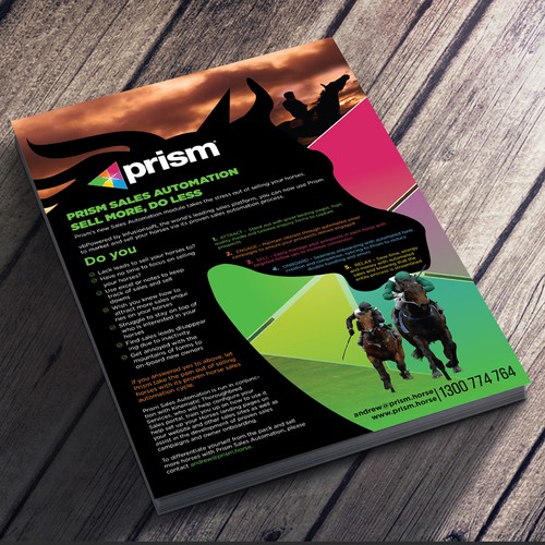 Design an eye-catching single page brochure for horse racing technology ...