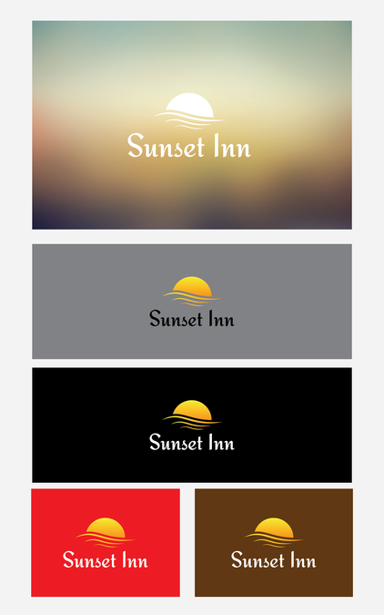 Create a modernize logo for Sunset Inn with Solid background color in ...