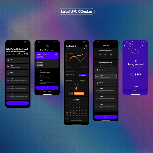 Designs | Simple, beautiful dark mode habit tracker app for lucid ...