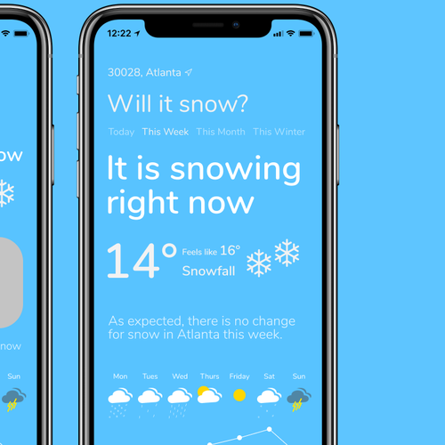 Designs | Southern Snow: Single screen mobile app to answer the ...
