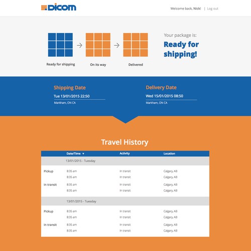 Track and Trace Screen | Web page design contest