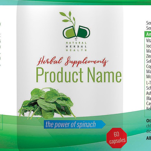 Herbal Supplements Bottle Label | Product packaging contest