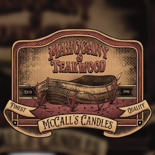 Designs | Product Label for Mahogany Teakwood Candle | Product label ...