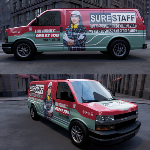 Designs | Surestaff Recruiting & Transportation Van Wrap - Eye-popping ...