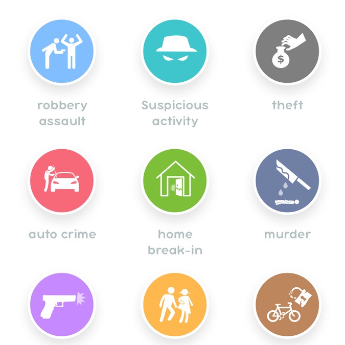 Icons for crime map. | Icon or button contest