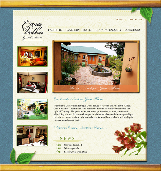 Design required for Boutique Guest House | Web page design contest