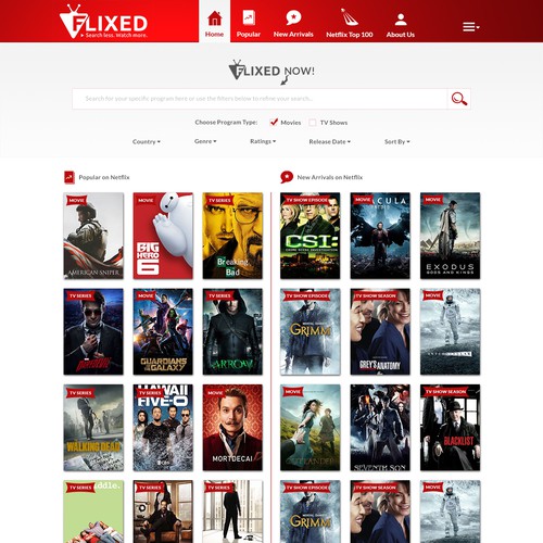 Web Page Design - Flixed - Netflix Search Engine | Web page design contest