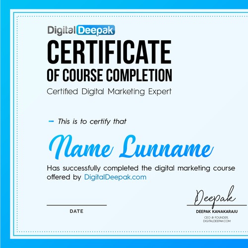 Create a Certificate Design for an Online Course | Other design contest