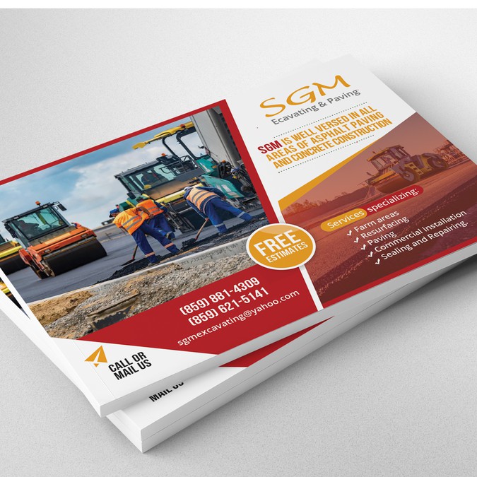 Eye catching post card advertising ASPHALT paving (Farms, driveways ...