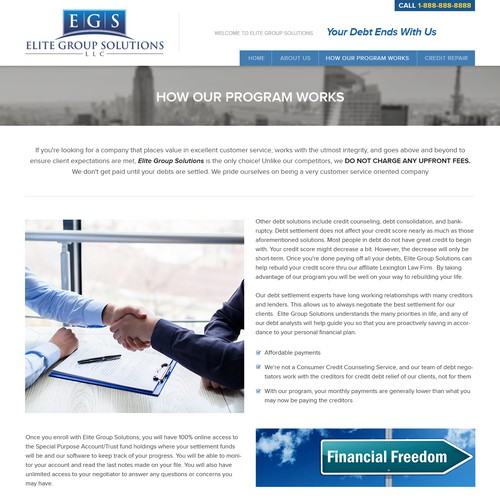 A professional Website for a Debt Settlement/Credit Repair Company ...