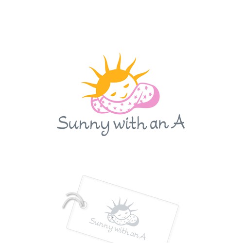 Create a cute, sun-themed premium market childrenswear logo for Sunny ...