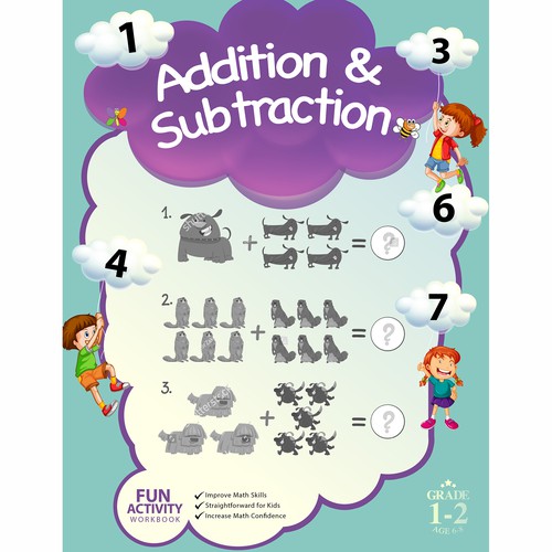 Designs | Fun design for kids math workbook | Book cover contest