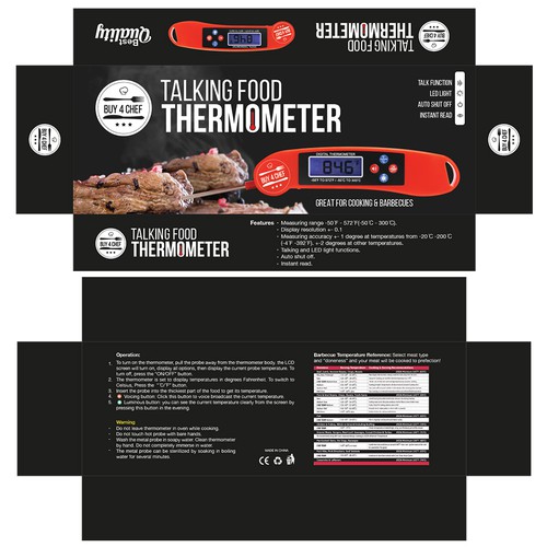 Creative Packaging Label for our Digital Food Thermometer | Product ...