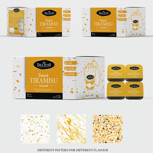 Créer un packaging de la marque de dessert tiramisu DELICIO / Create a ...