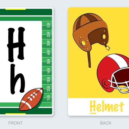 ABC toddler flashcard with American Football themed illustration ...