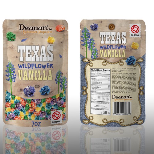 Design a "Popping" package for a new flavor of Deanan Gourmet Popcorn ...