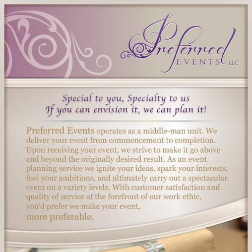 Designs | Preferred Events, LLC needs a new brochure design | Brochure ...