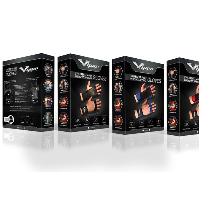 Create a FRESH Package Design for a CrossFit/Gym Gloves product ...