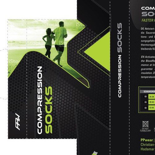 Create a packaging design for a premium Sport Compression Wear brand ...
