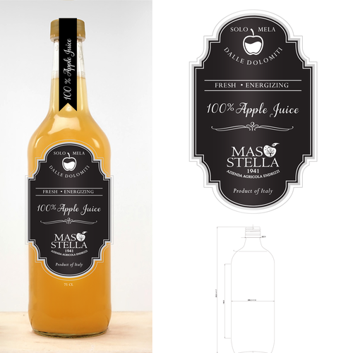 Create an elegant and refined label for an apple juice obtained with ...