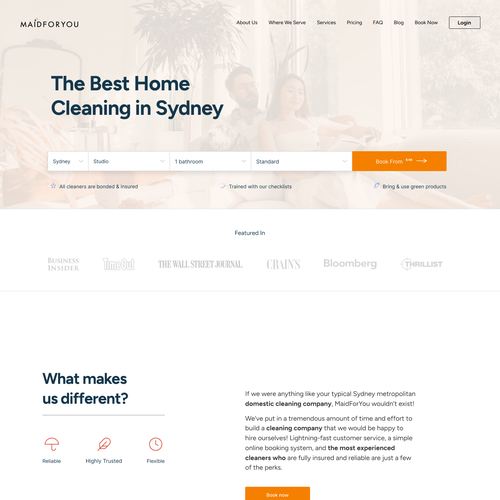 Designs | House cleaning website intuitive re-design | Web page design ...
