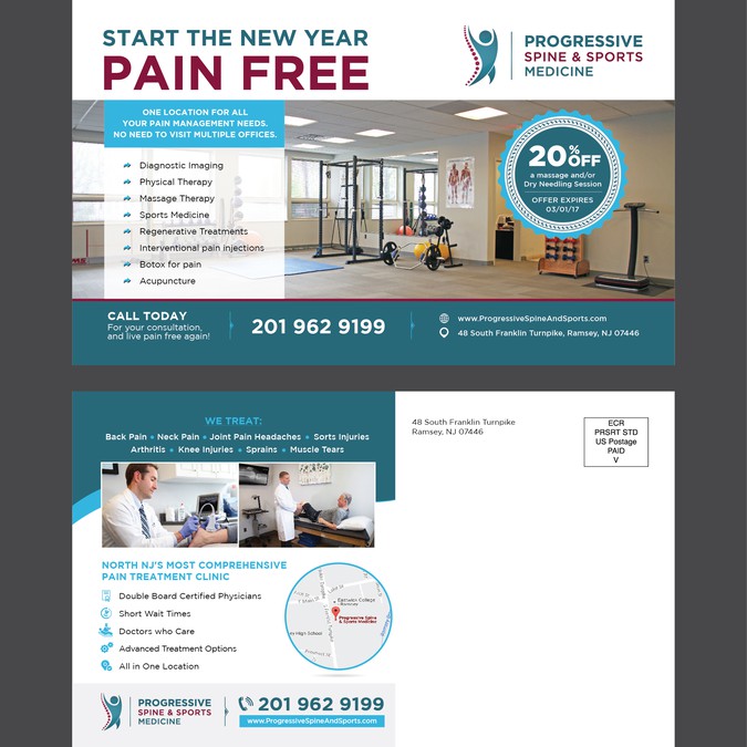 Design a beautiful mailer for our pain management clinic! | Postcard ...