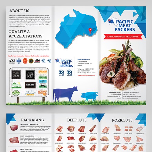 Trifold Brochure for Beef, Pork & Veal Processing business in Australia ...
