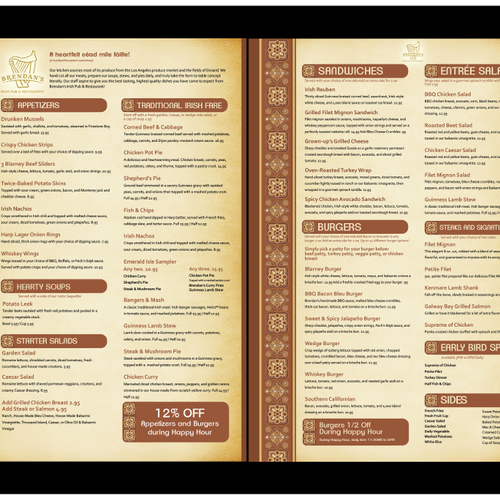 Redesign of an Irish Pub Menu . | Menu contest