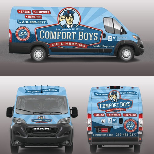 Designs | Comfort Boys Service Company New Retro Van Wrap Design | Car ...
