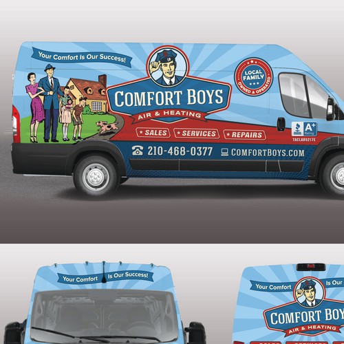 Designs | Comfort Boys Service Company New Retro Van Wrap Design | Car ...