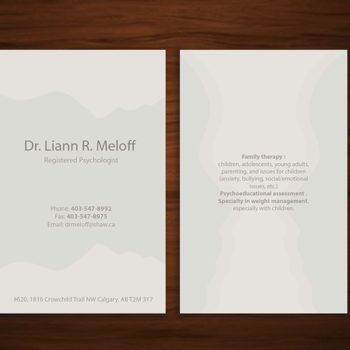 Create a standout business card for a professional psychologist ...