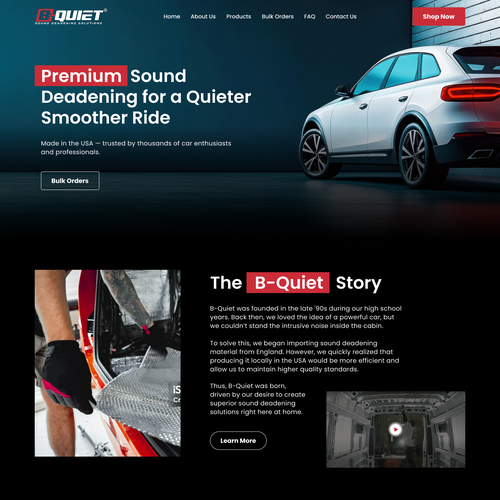 Designs | B-Quiet.com - Shopify Ecomm Store | Web page design contest