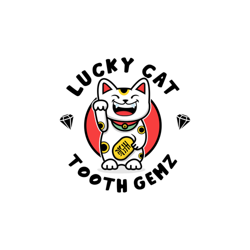 Designs | Lucky Cat Tooth Gemz illustration for a tooth jeweler! | Logo ...