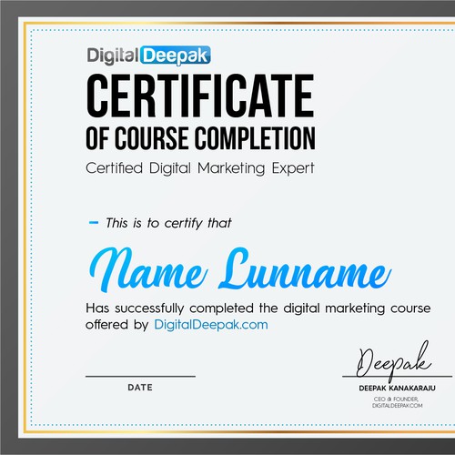 Create a Certificate Design for an Online Course | Other design contest