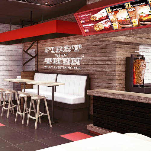 We look for the best interior 3D design for Fast Food Restaurant | 3D ...
