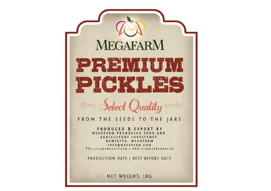 Designing sticker for premium class pickle's products. | Product label ...