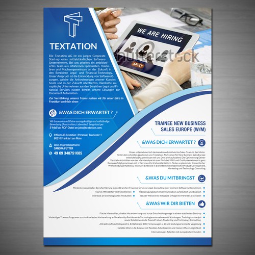 Single-Page Job Advertisement (Template) for a Corporate Startup ...