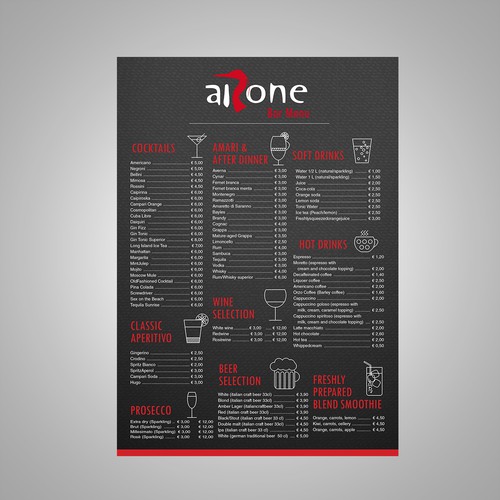 Cool Menu for a bar of a Hotel in a seaside in Italy | Menu contest