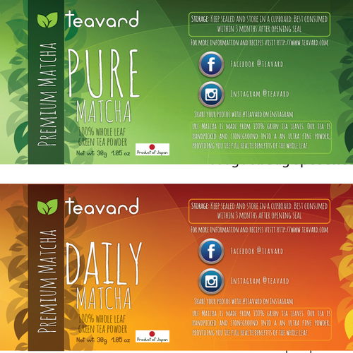 Create matcha green tea labels for startup tea brand | Product label ...