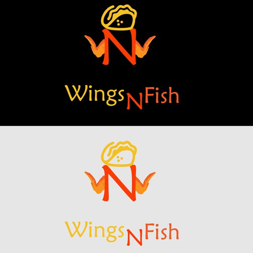 Wings N Fish restaurant logo design | Logo design contest