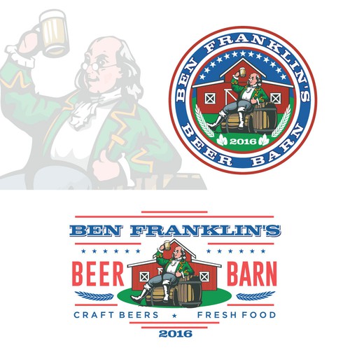 create an "eye catching" logo for Ben Franklin's Beer Barn | Logo ...