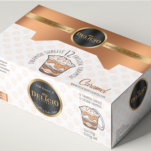 Créer un packaging de la marque de dessert tiramisu DELICIO / Create a ...