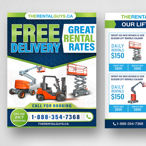 Direct mail 8.5x11 brochure for online equipment rental company ...