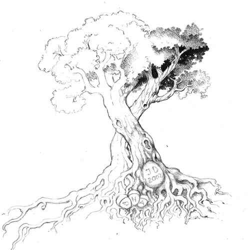 Oak Tree With Roots Tattoo