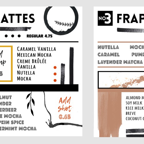 Design a modern drink menu for hipster coffee shop | Illustration or ...