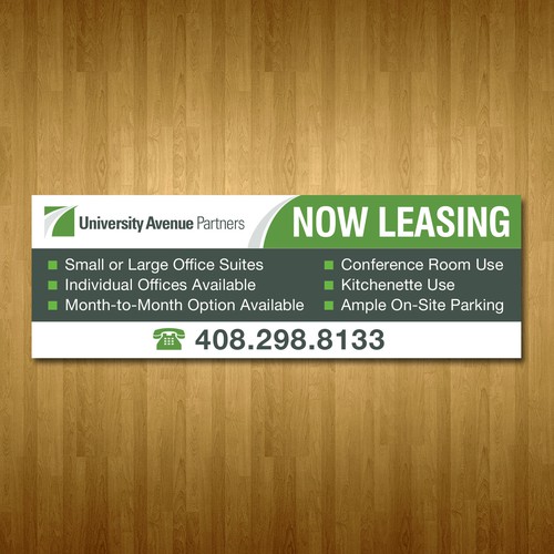 Create sleek leasing sign for modern office building. | Signage contest