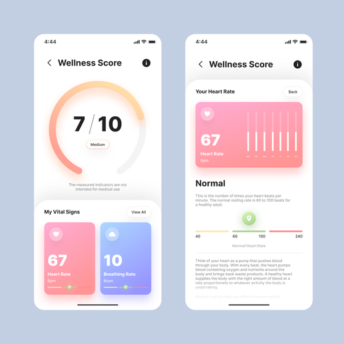 Designs | Wellness "vital signs" app - redesign | App design contest