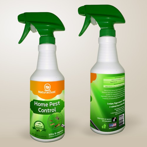Create a label for a 16oz spray bottle for Natural Oust. This label is ...