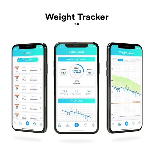 Design Simple Professional UI For A Weight Tracker App App Design